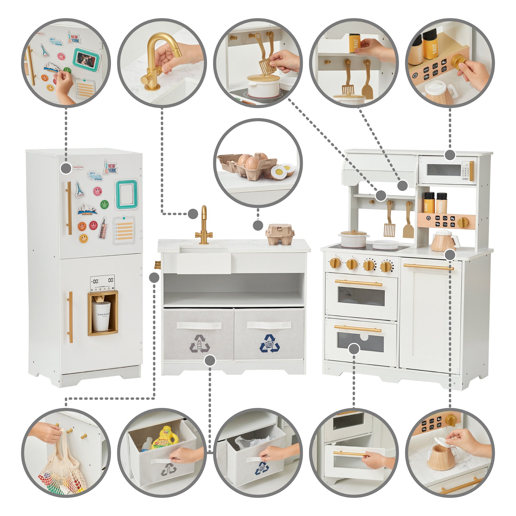 Teamson Kids Little Chef Atlanta Modular Play Kitchen with Accessories ...